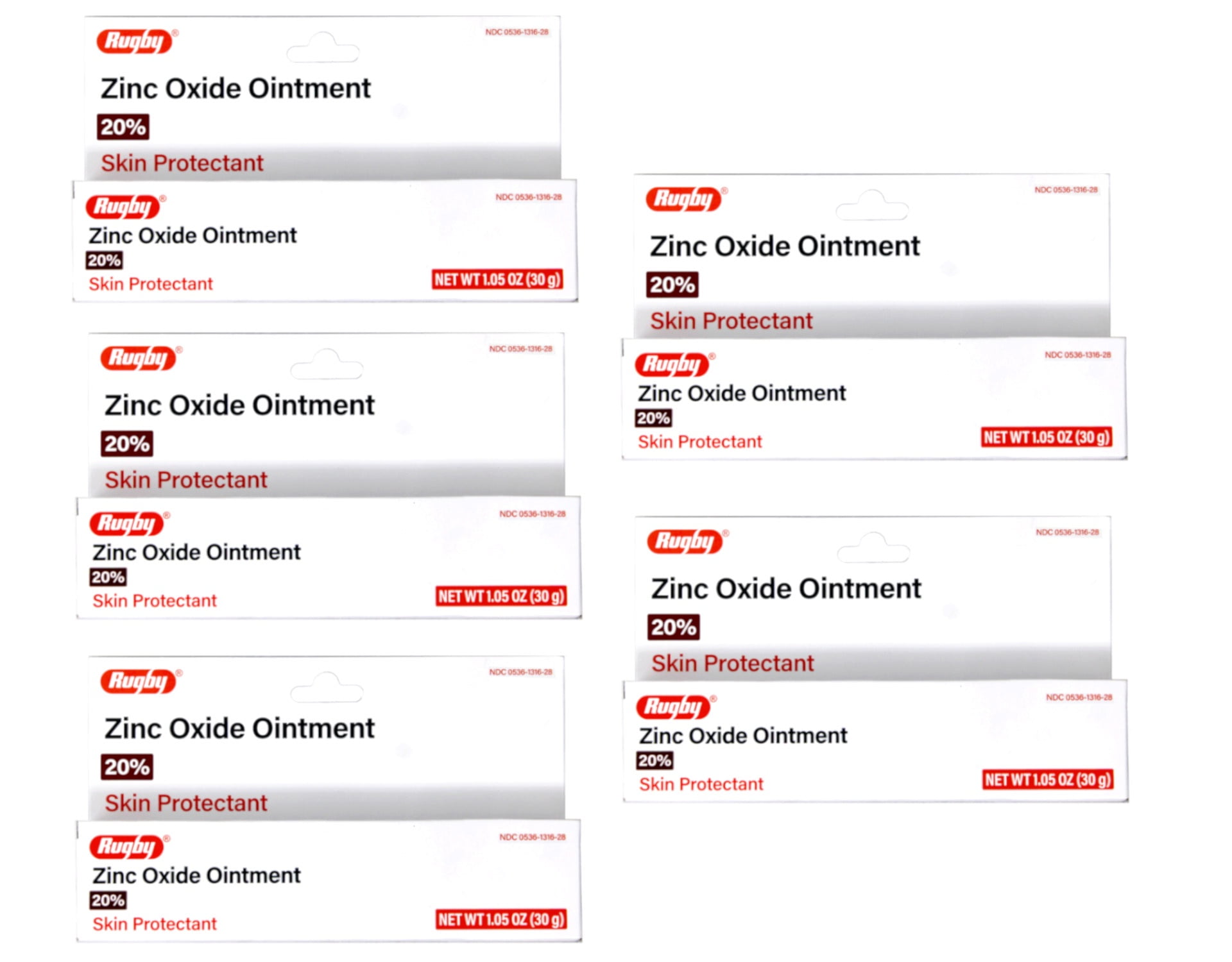 Rugby Zinc Oxide Ointment 20% Skin Protectant - 1.05 Oz - 5 Pack ...