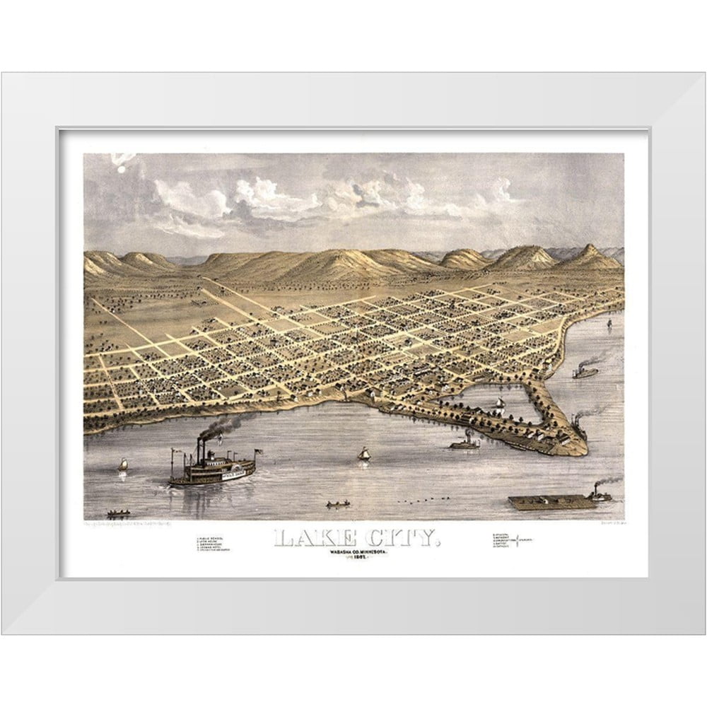 Ruger 24x19 White Modern Wood Framed Museum Art Print Titled - Lake ...
