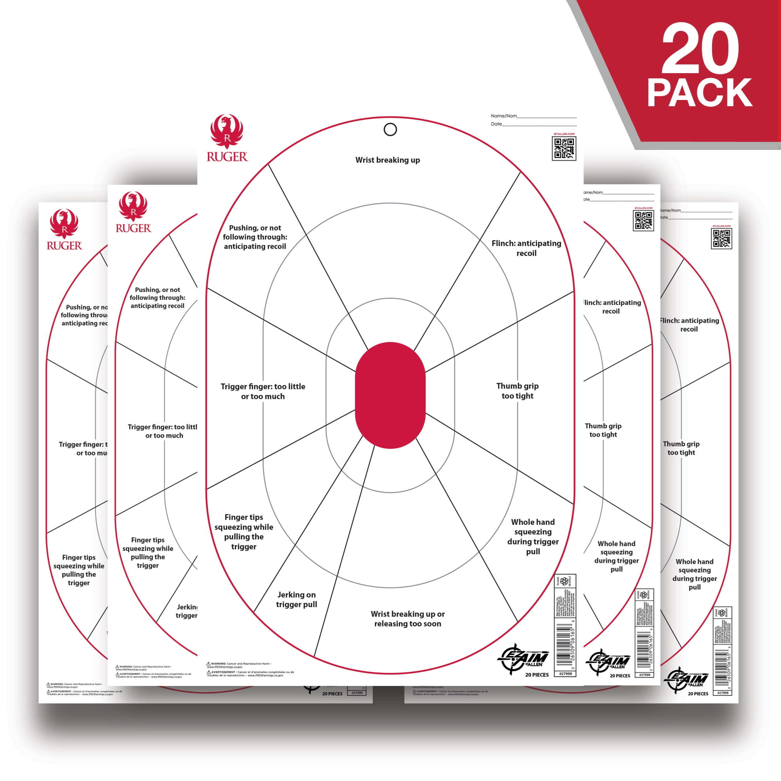 Ruger® Paper Shooting Targets, Handfirearm Trainer, 12"W x 18"H, 20 ...