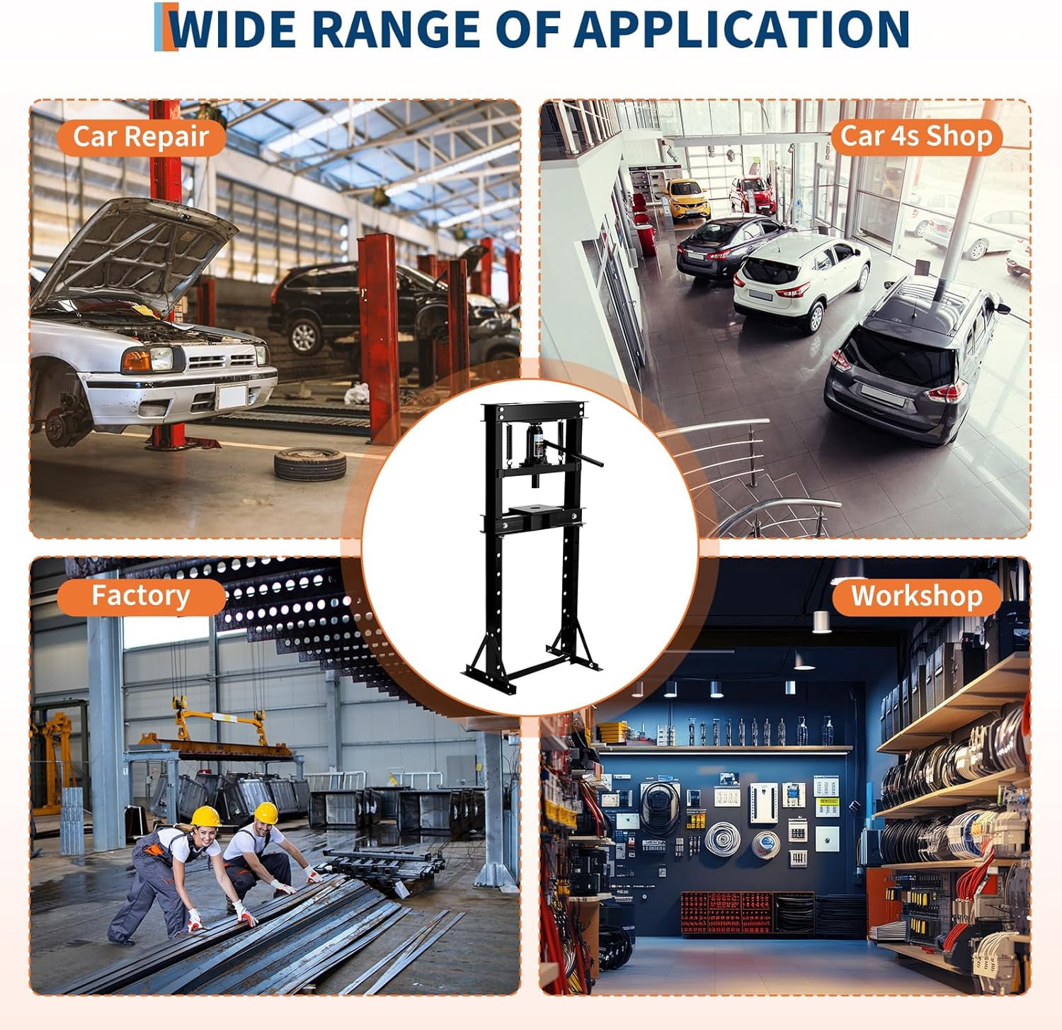 Rugerasy 12 Ton Hydraulic Shop Press,H-Frame Garage Floor Shop Press ...