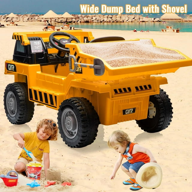 Rugerasy 12V Ride On Car with Remote Control, Ride On Dump Truck Toys ...