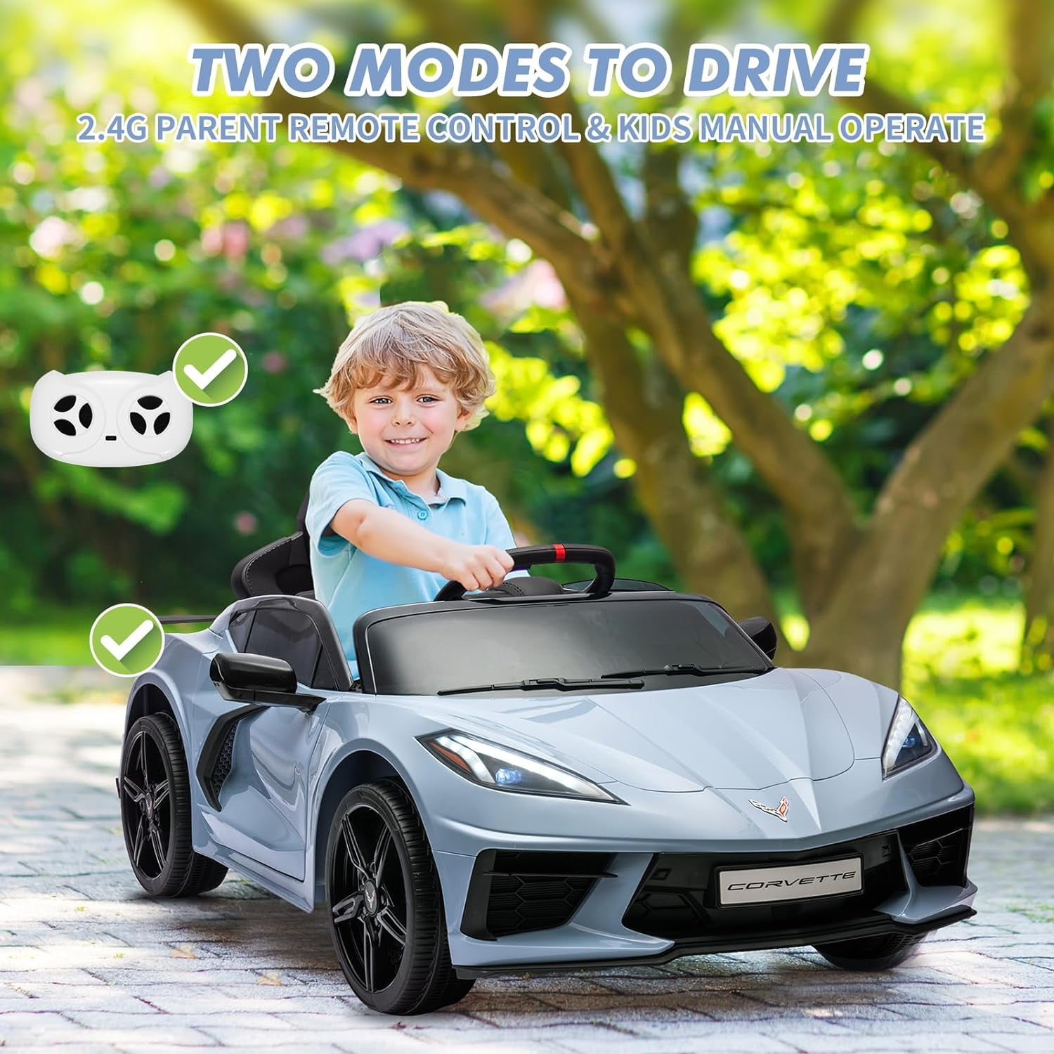 Rugerasy 12V Ride on Sports Car,Car Toy with Remote Control, Visual ...