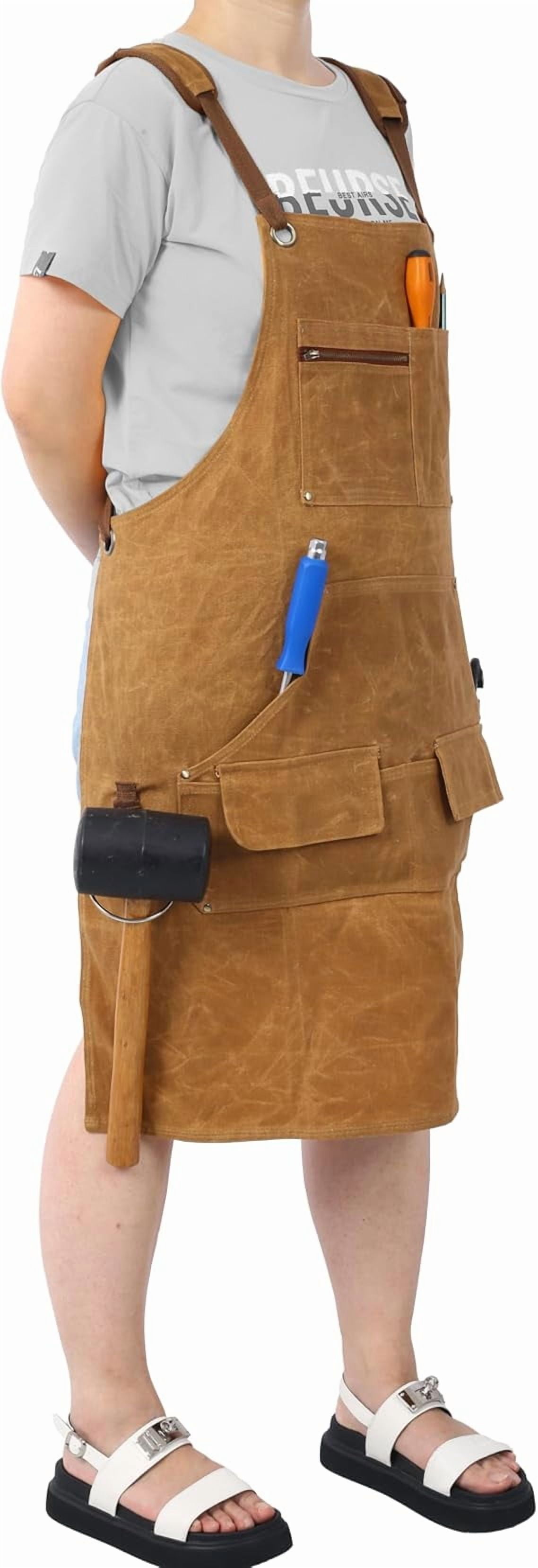 Rugerasy 18oz Waxed Canvas Shop Apron for Men And Women,Heavy Duty ...