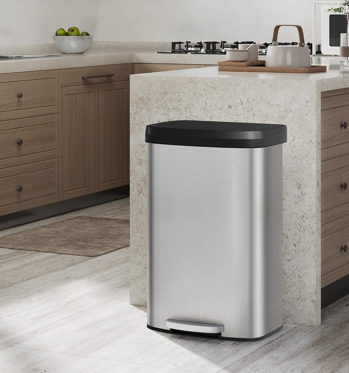 Rugerasy 21 Gallon/80 Liter Metal Trash Can with Lid,Large Garbage Can ...