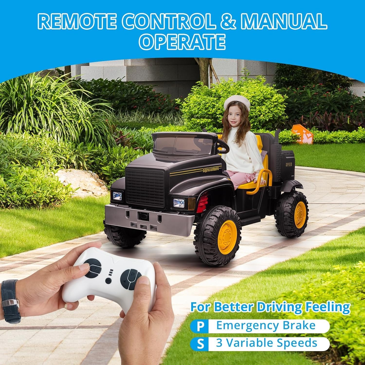Rugerasy 24V 2 Seater Ride on Truck Car ,Off-Road UTV Toy, 4WD Electric ...