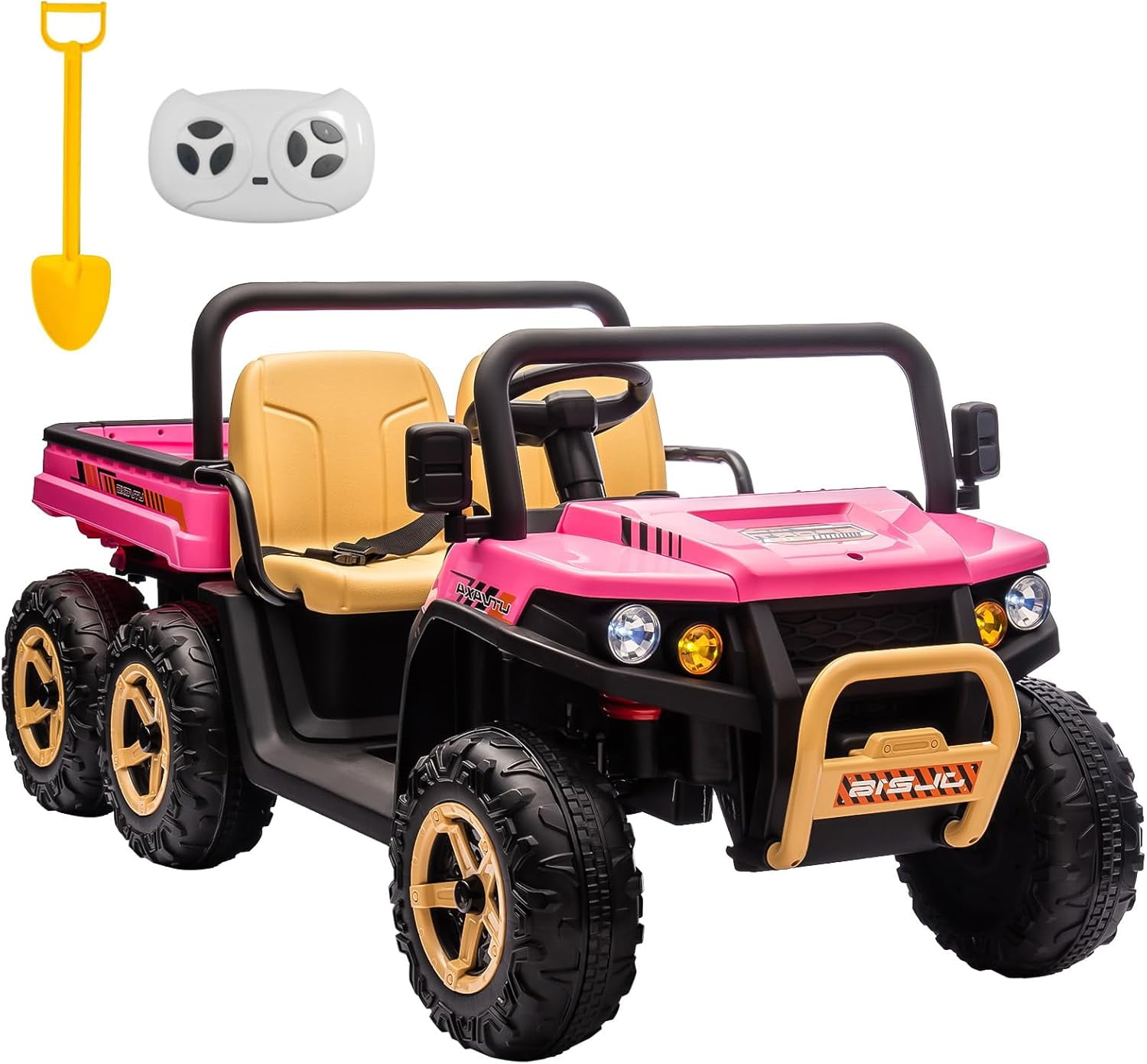 Rugerasy 24V All Terrain Ride-on Dump Truck,4WD 6-Wheel 2-Seater UTV ...
