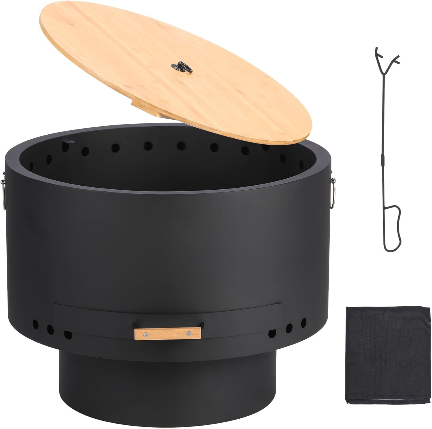 Rugerasy 26 Inch Outdoor Smokeless Fire Pit,Wood Burning Bonfire Stove ...
