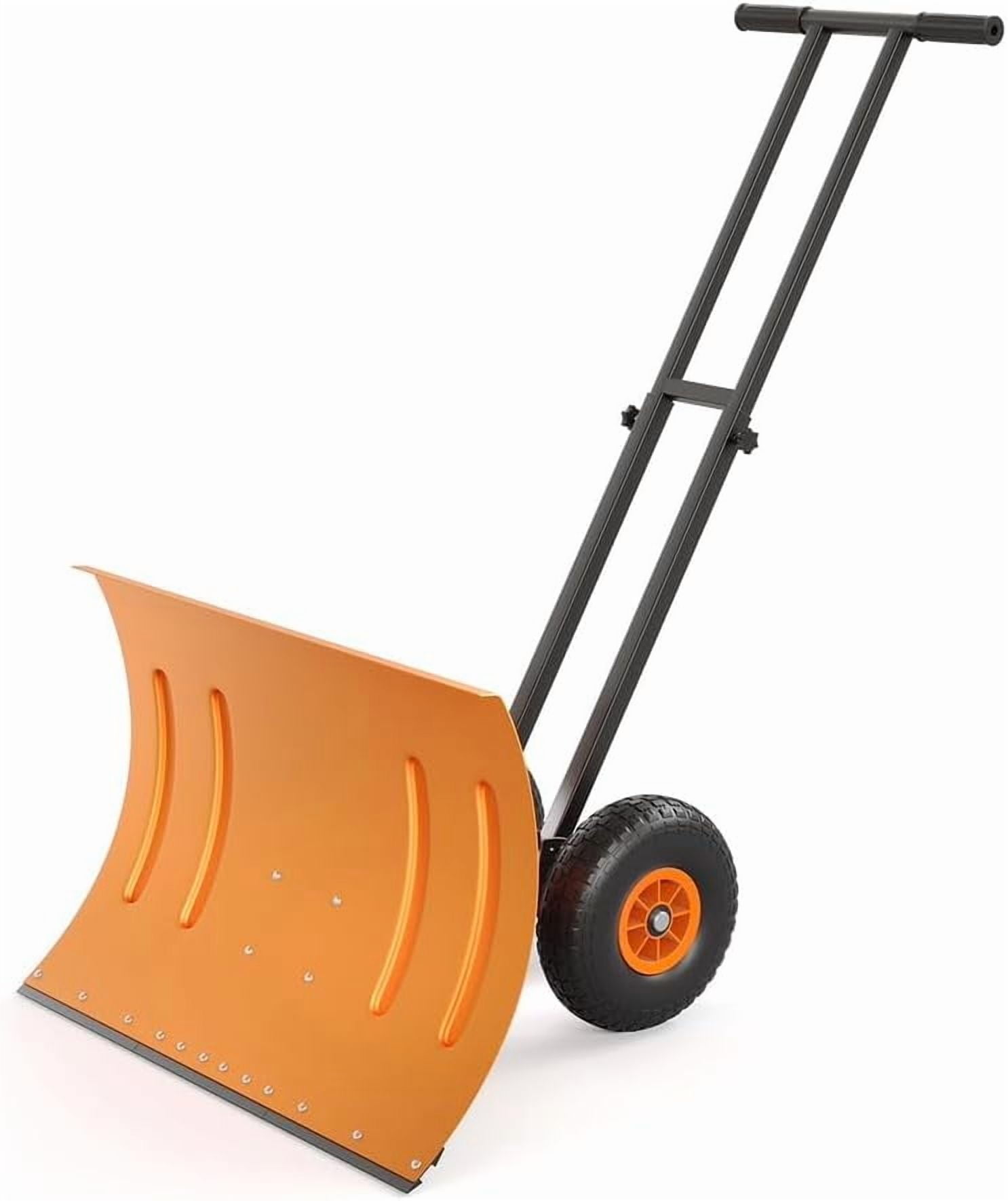 Rugerasy 29in Snow Shovel,Snow Shovel Pusher with Double Rod,2-Wheel ...