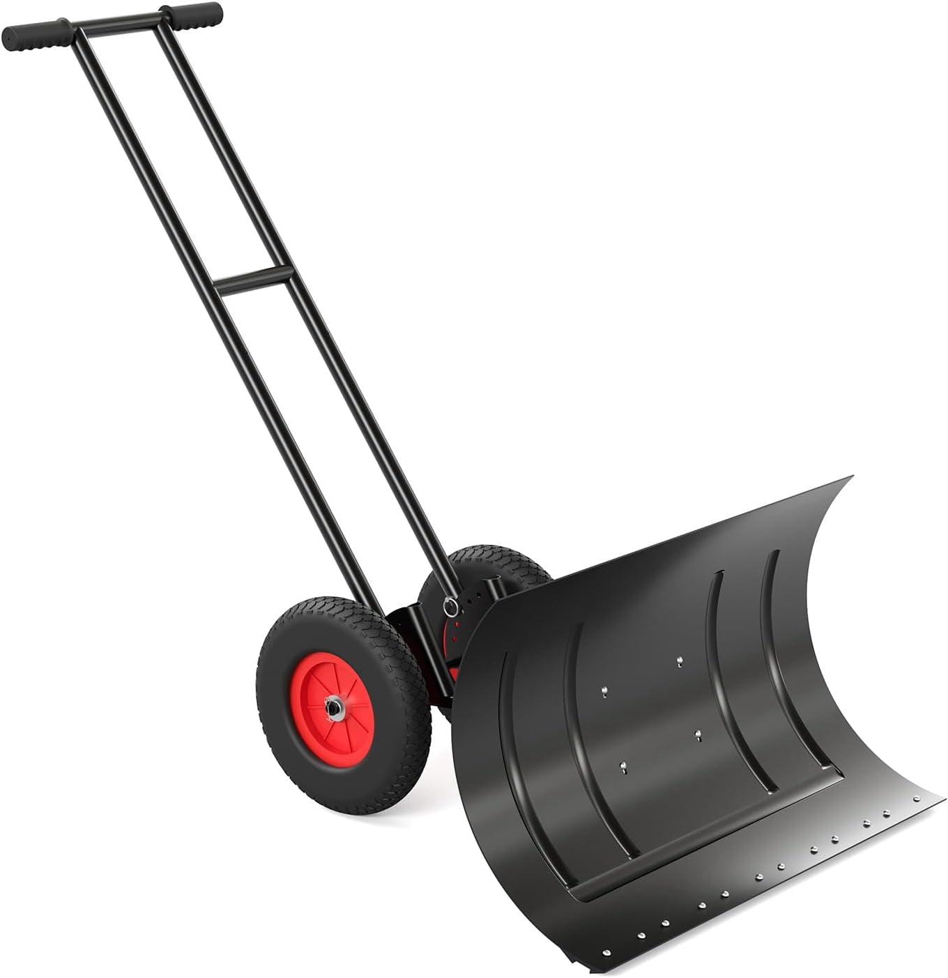 Rugerasy 30in Steel Snow Pusher with Wheels,Adjustable Ergonomic Handle ...