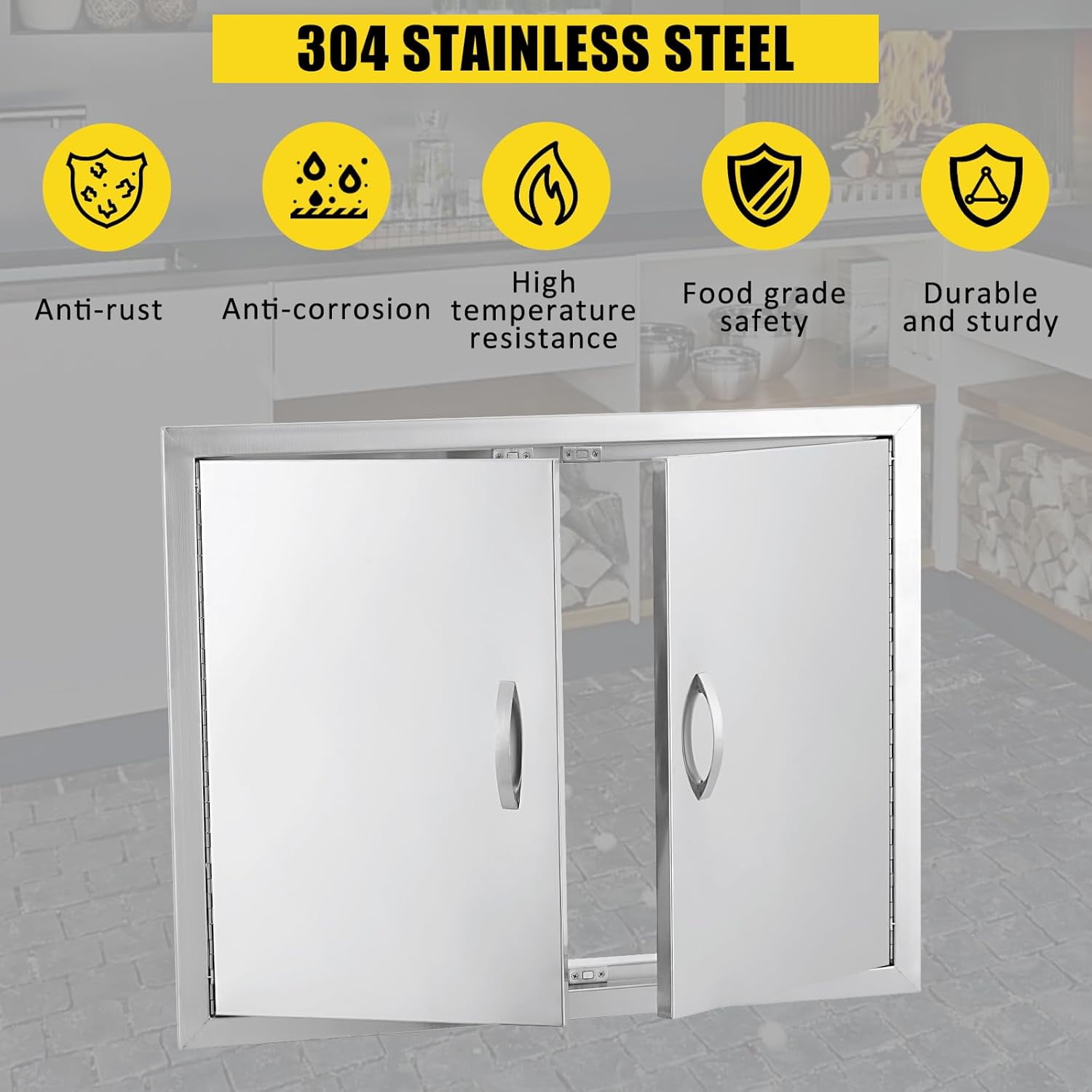 Rugerasy 31W x 24H Inch Stainless Steel Cabinet Doors,Outdoor Double ...
