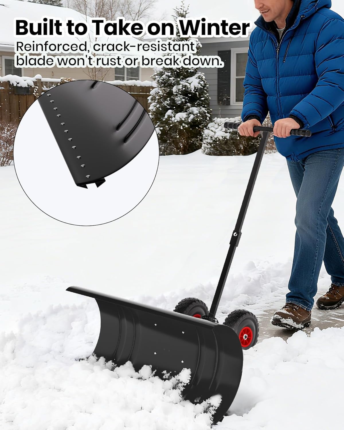 Rugerasy 36In Heavy-Duty Steel Snow Plow,Height Adjustable Handle & All ...
