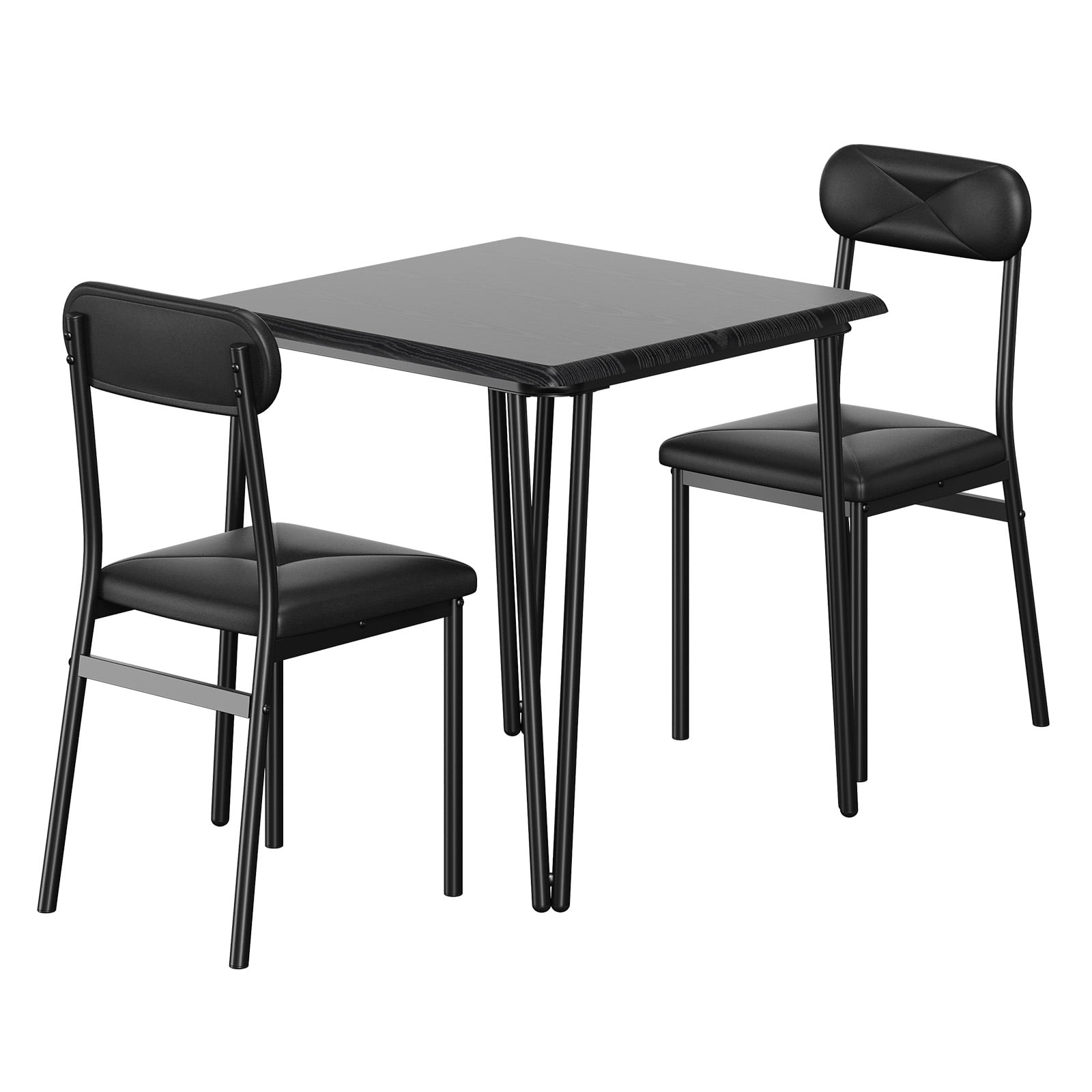 Rugerasy 3PC Wooden Dining Table Set, Square Kitchen Table and ...