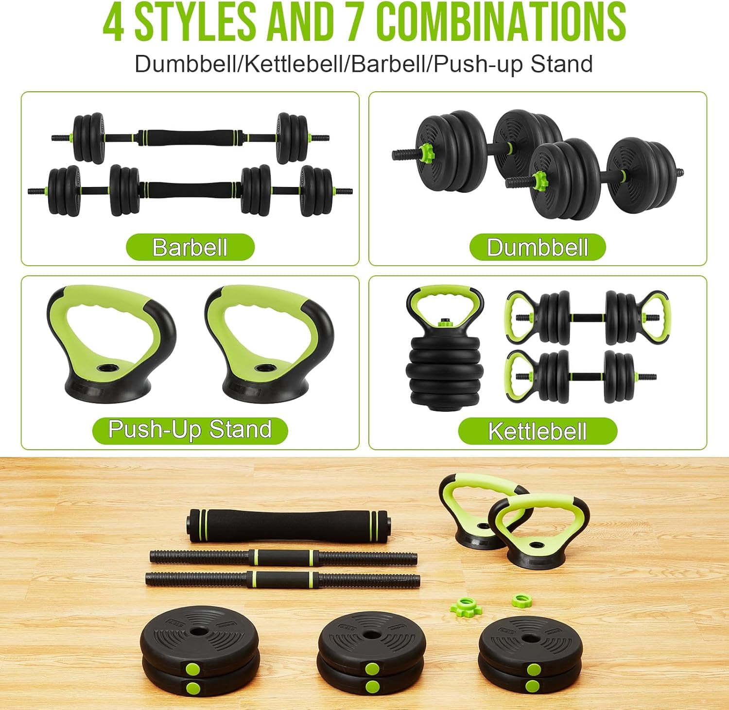 Rugerasy 4 IN 1 Adjustable Dumbbell Set,44/66/88 Lbs Free Weight Set ...