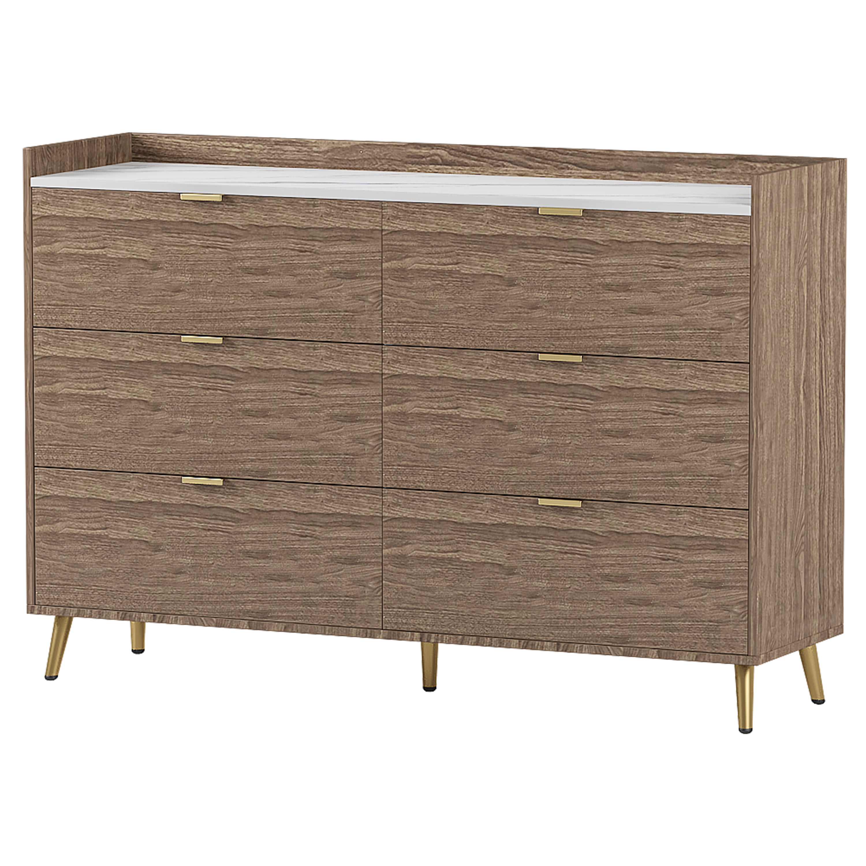 Rugerasy 55" Long 6 Drawer Cabinet Wood Storage Cabinets With Marbling ...