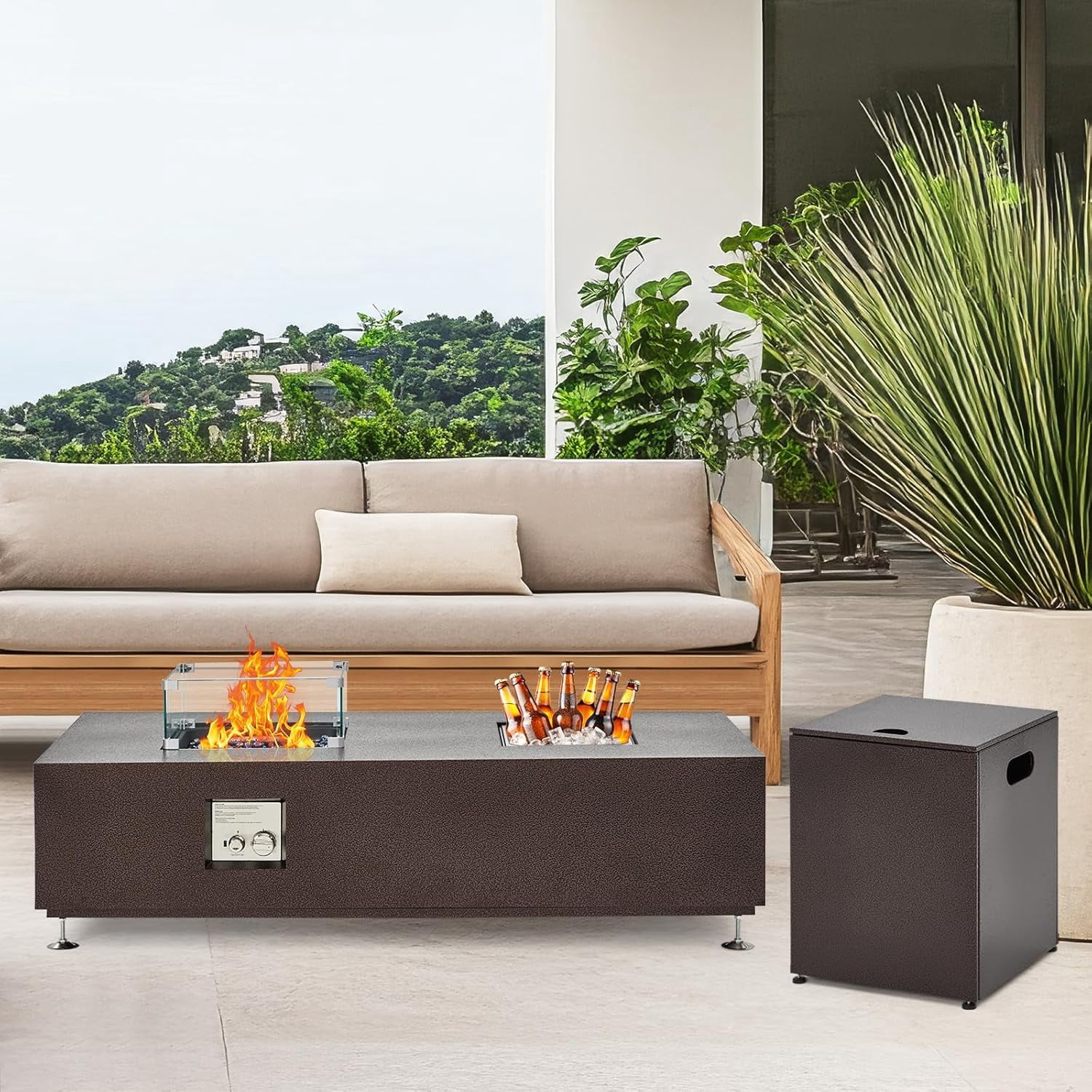 Rugerasy 56 InchOutdoor Fire Pit Table,50,000 BTU Gas Fire Pit Table ...