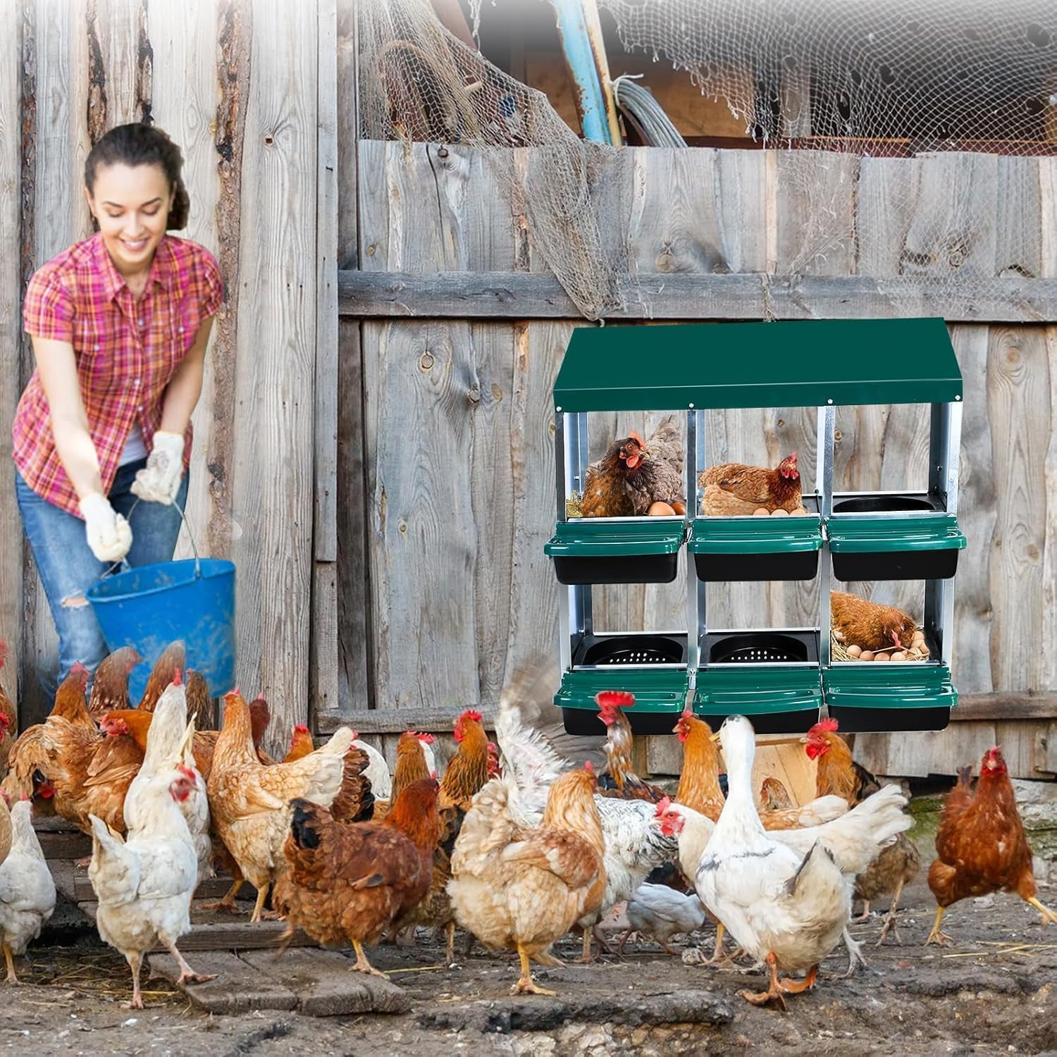 Rugerasy 6-Hole Nesting Boxes for Chickens-Chicken Nesting Boxes for ...
