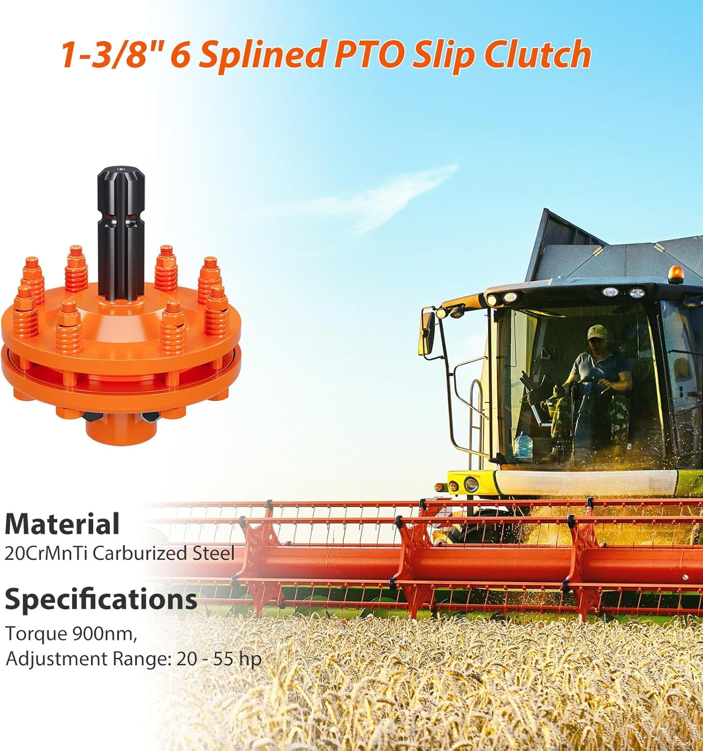 Rugerasy 6 Spline PTO Slip Clutch for Drive PTO Shaft,Ends Carburizing ...