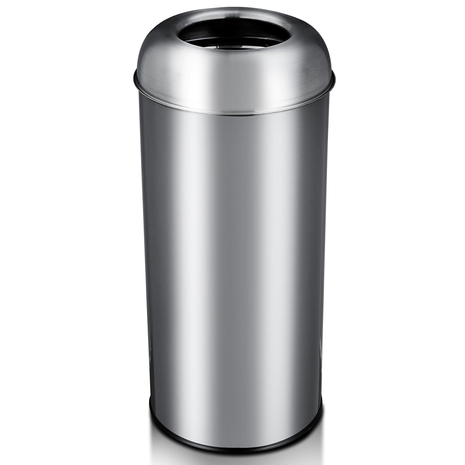 Rugerasy 65L/17 Gallon Round Stainless Steel Open Top Waste Bin with ...