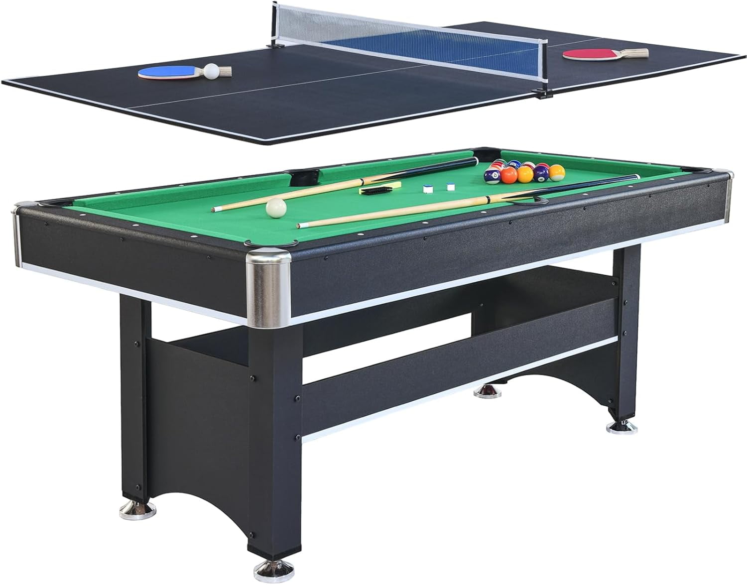 Rugerasy 6FT Multi Game Table Felt,Pool Table with Table Tennis Top ...