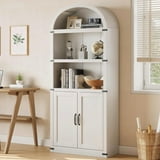 Rugerasy 71.65in Tall 5 Shelf Bookcase with Doors Arched Bookshelf ...