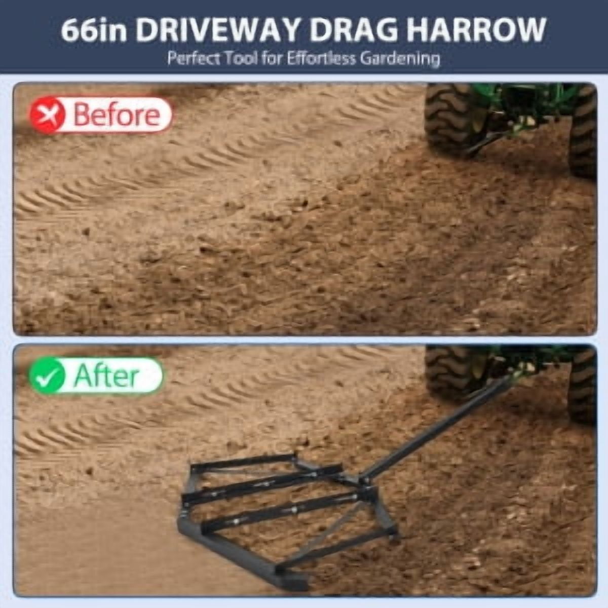 Rugerasy 74 inch Tow Behind Dethatcher Grader w/ 3 Sets Adjustable ...