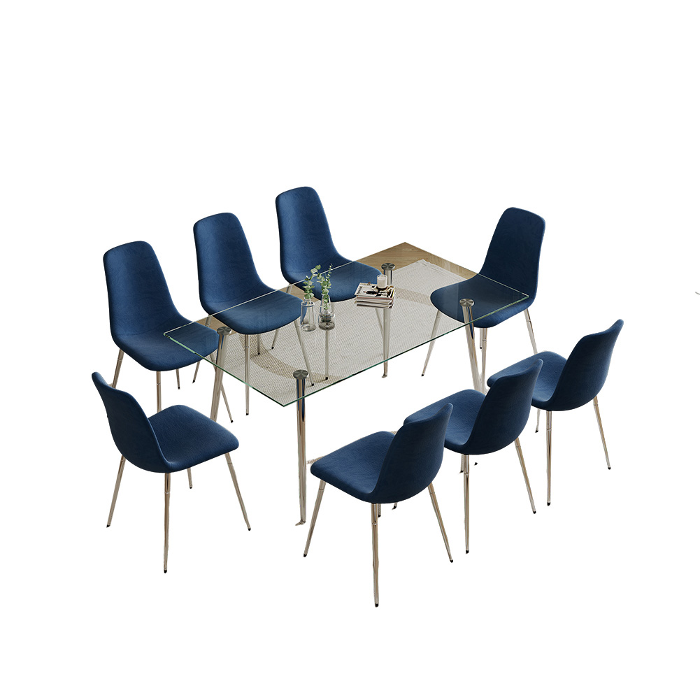 Rugerasy 9 Pcs Dining Table Set, Dining Room Table Set, 8 Fabric Chairs ...