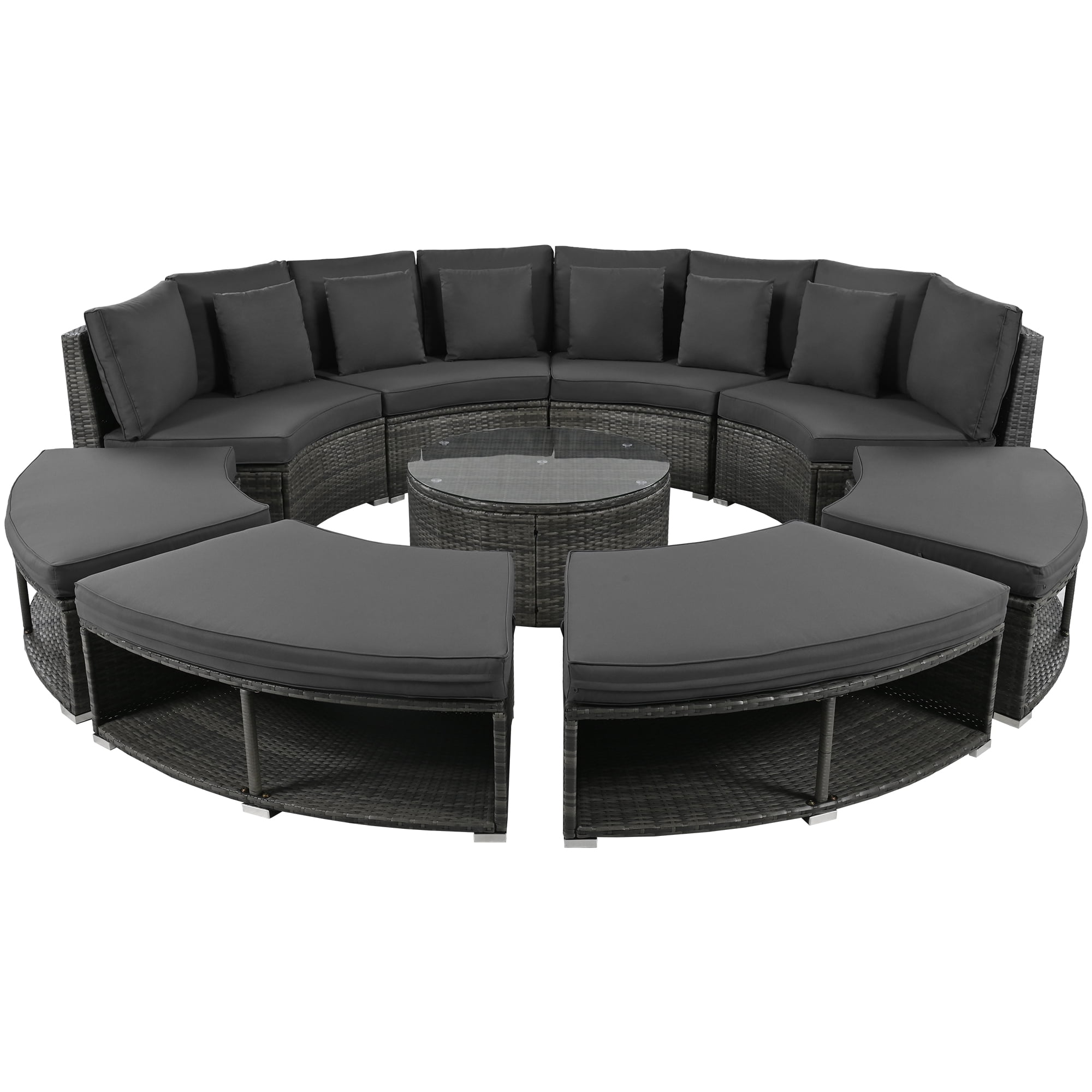 Rugerasy 9-Piece Patio Furniture Set, Luxury Outdoor Sofa Set, Circular ...