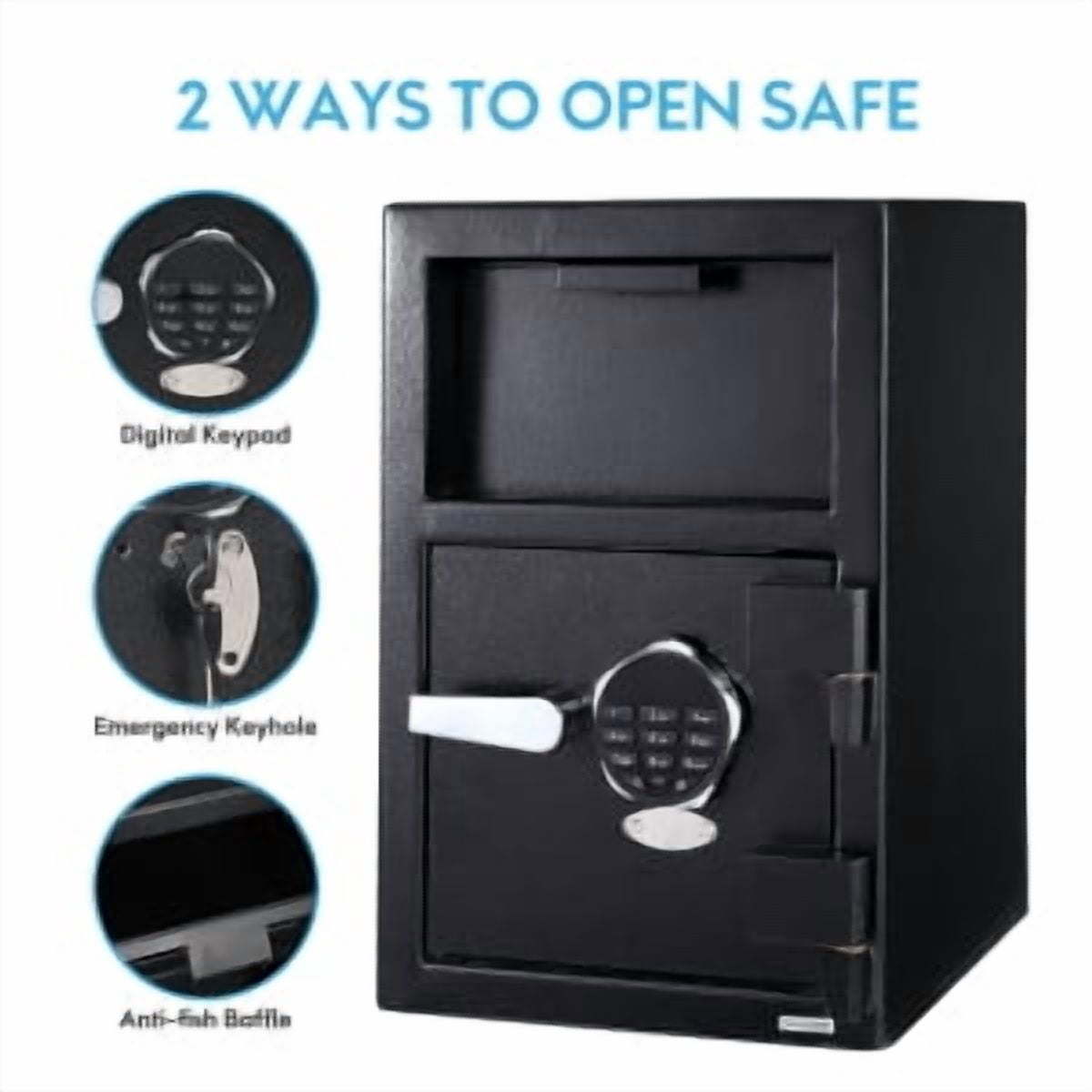 Rugerasy Depository Safe with Drop Slot, 2.26 Cu Anti-Theft Cash Drop ...