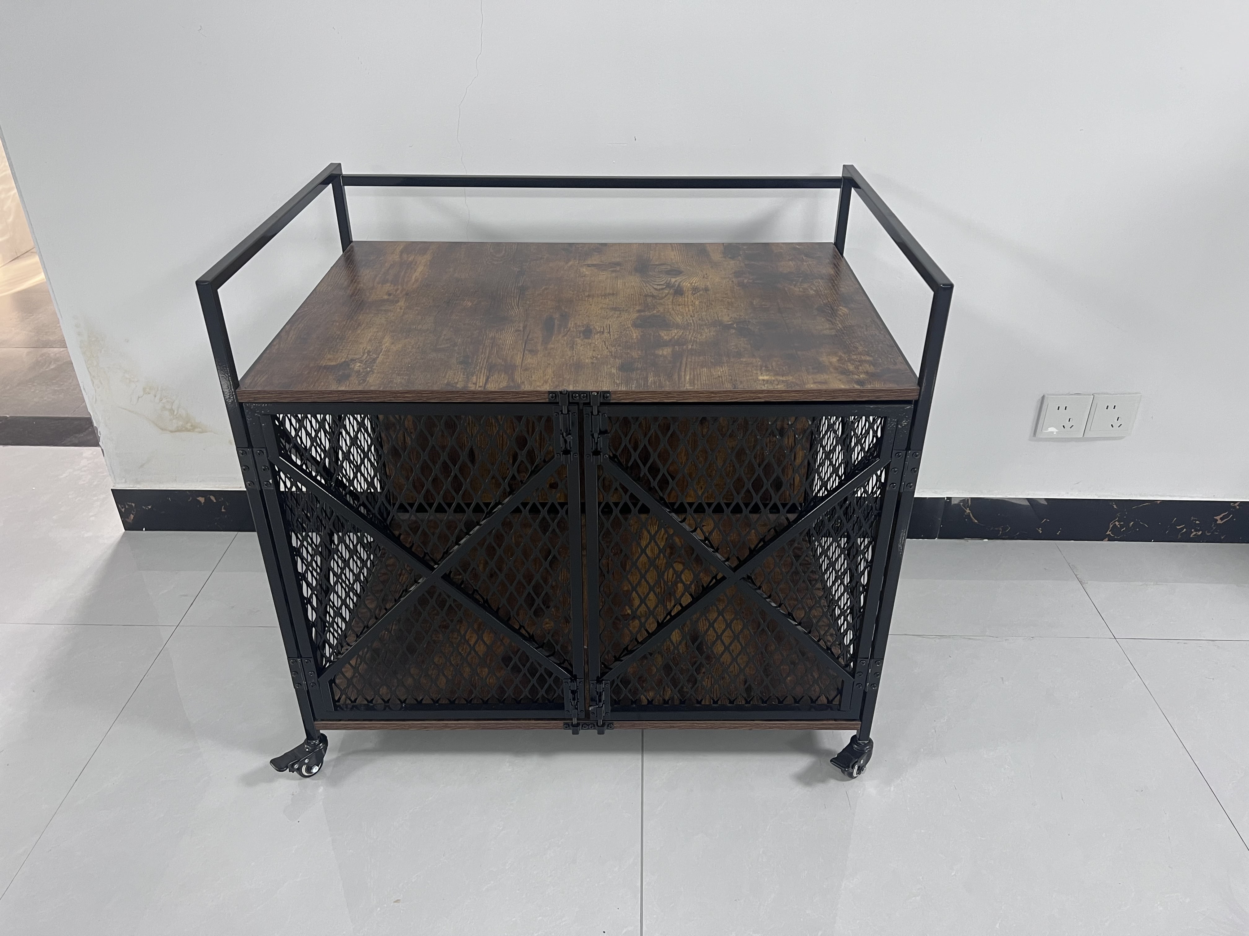 Rugerasy Dog Crate Furniture, Heavy Duty Dog Kennel Table with 360 ...