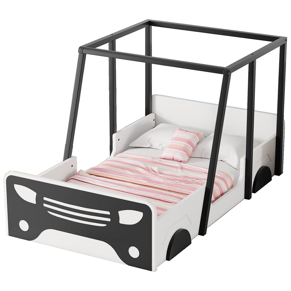 Rugerasy Fun Car-shaped Bed Frames Wooden Twin Floor Bed With Wheels ...