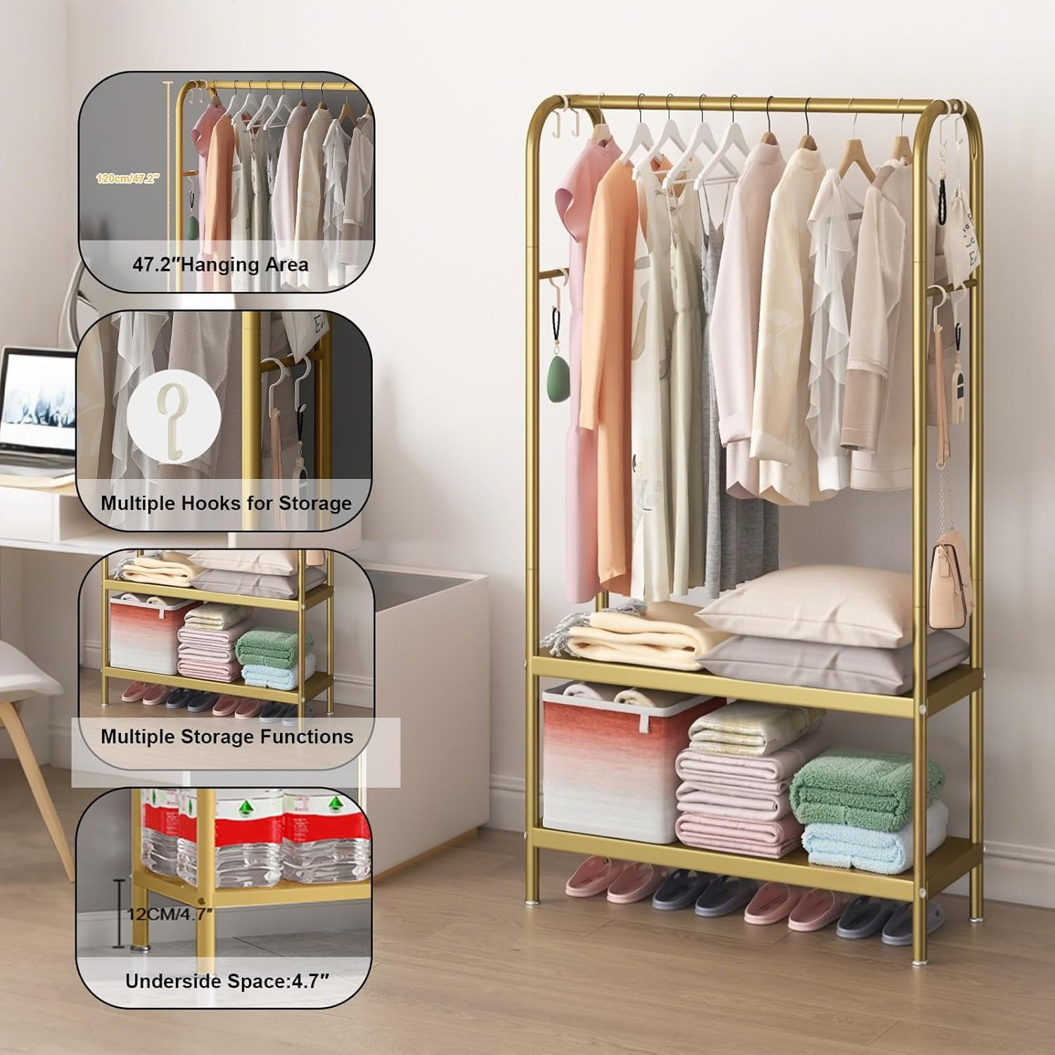 Rugerasy Heavy Duty Clothes,Metal Clothing Closet Storage Rack ...