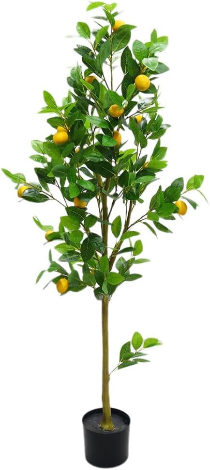 Rugerasy Lemon Tree Artificial,4.9FT Fake Lemon Tree, with Realistic ...