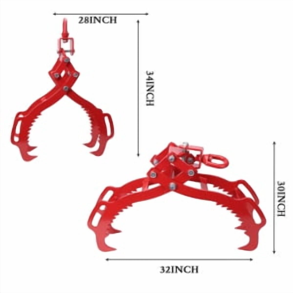 Rugerasy Log Tongs 4 Serrated Claw Hook Tongs 32 Inch Timber Claw Hook ...