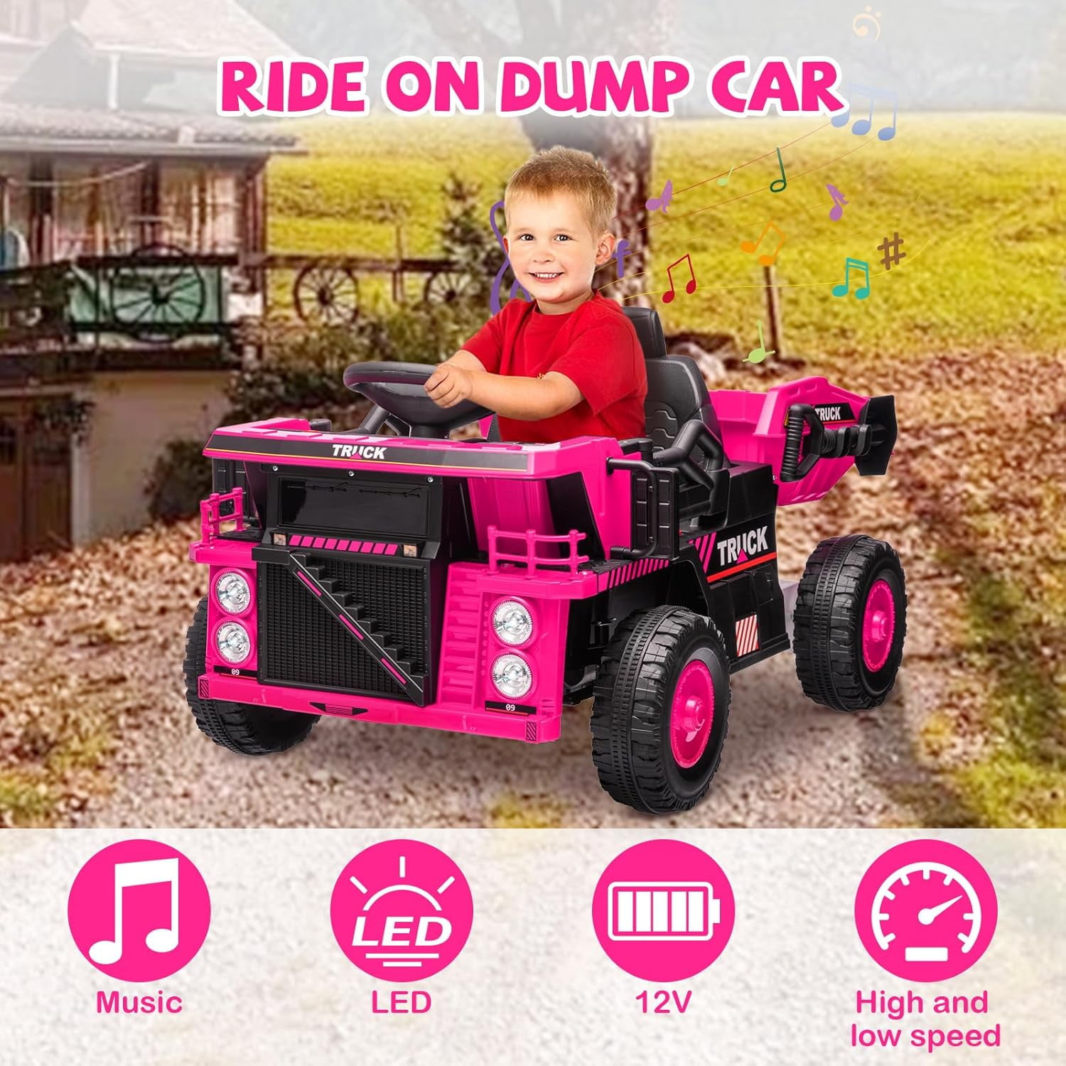 Rugerasy Ride On Dump Truck,Ride On Car Toy with Remote Control ...