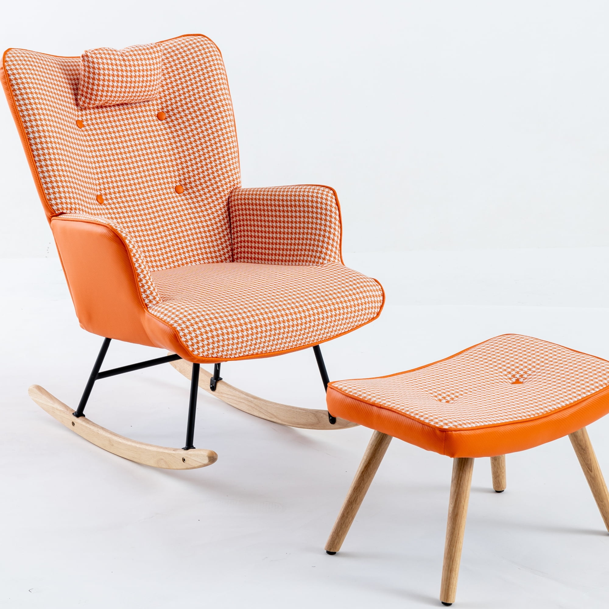 Rugerasy Rocking Chair, Nursery Rocking Chair With Stool, Sleek Wing ...