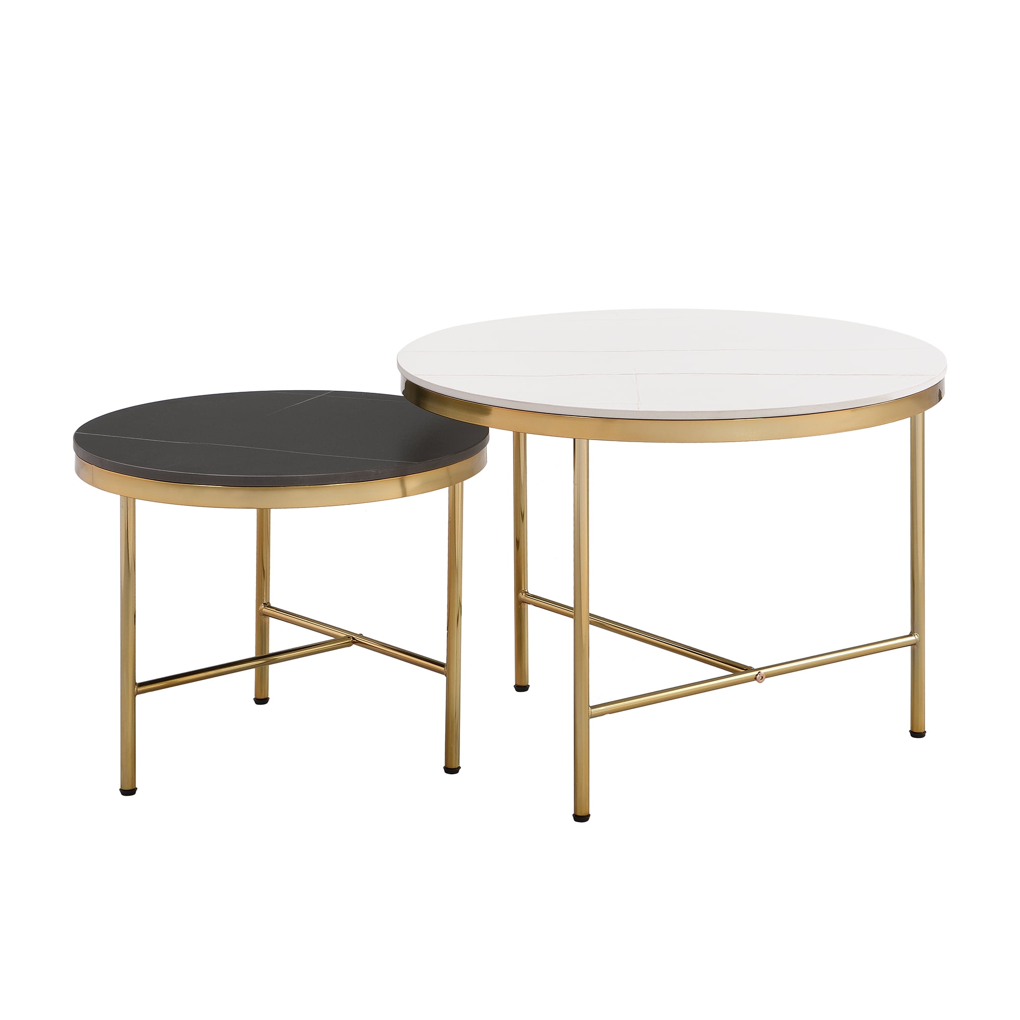 Rugerasy Round Nesting Table Set Of 2, Removable Modern Side Table With ...