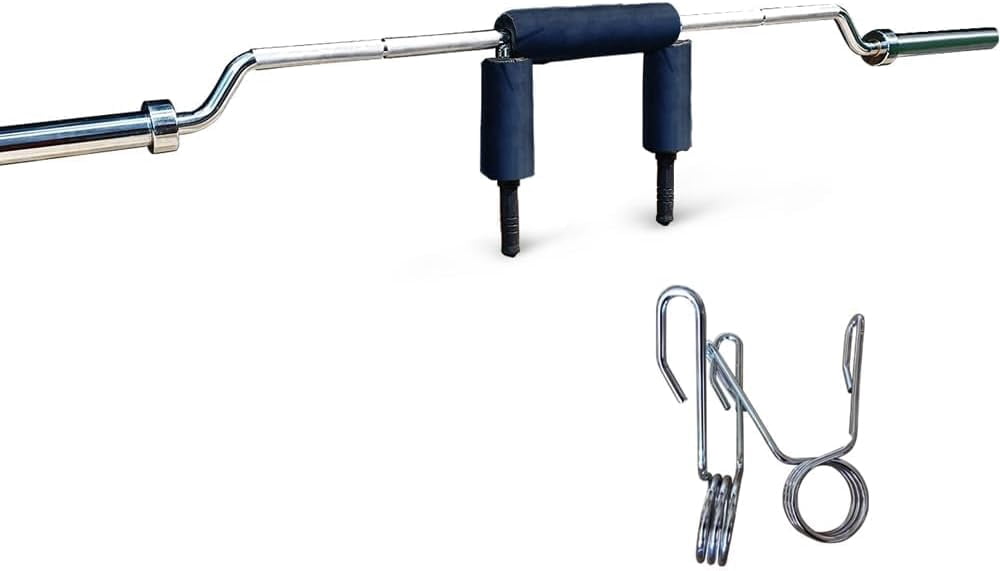 Rugerasy Safety Squat Bar with Thick Pads & Collars,2” Plate Compatible ...