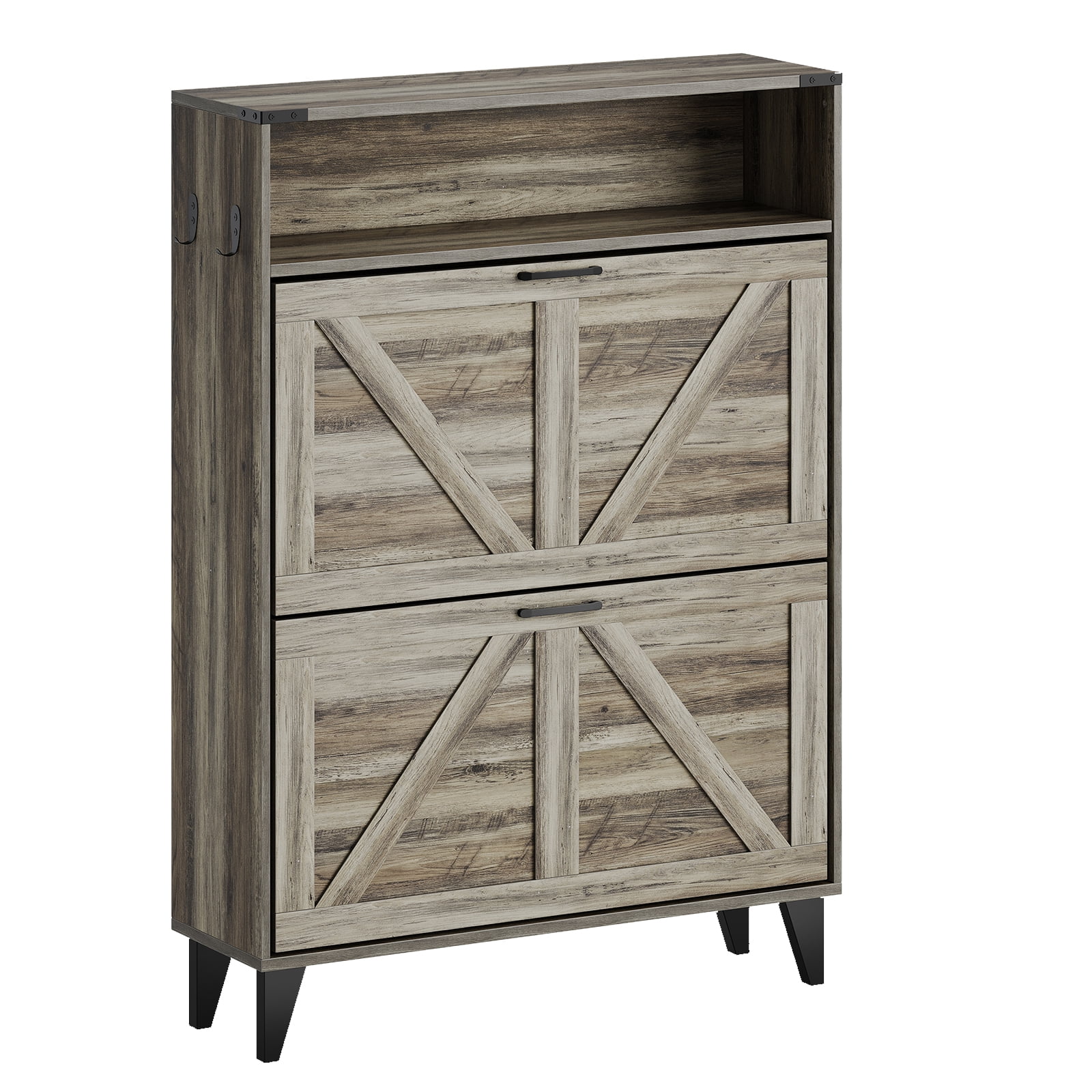 Rugerasy Shoe locker with 2 Flip Drawers, Freestanding Shoe locker ...