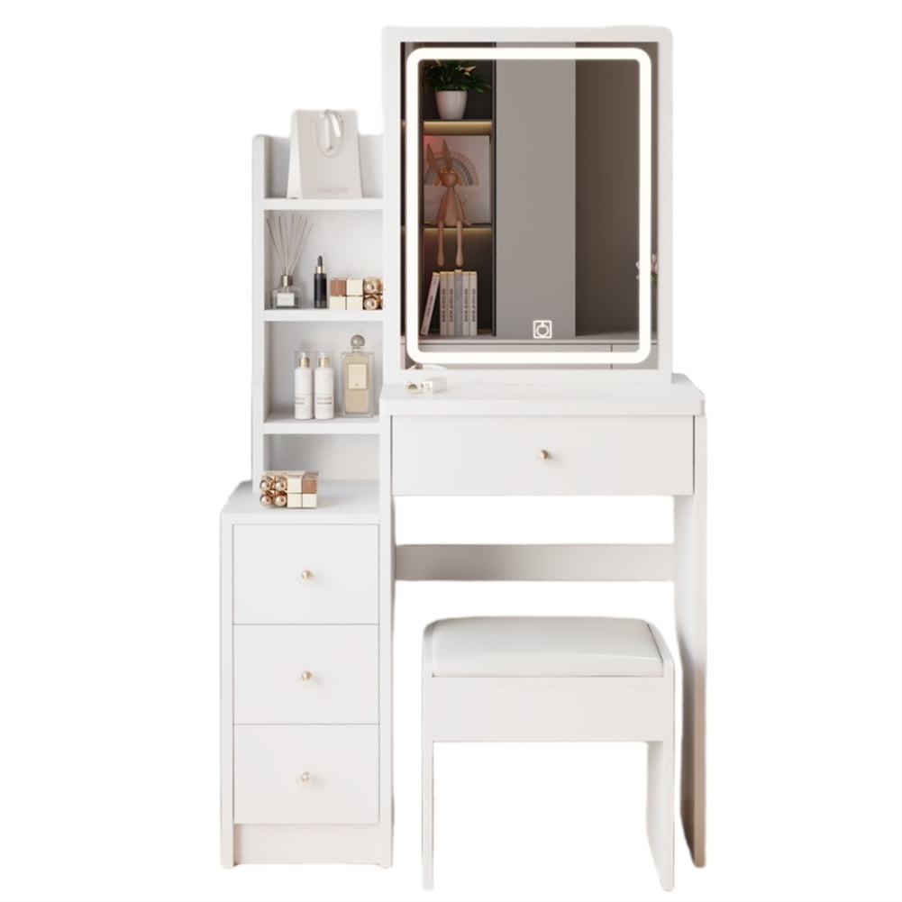 Rugerasy Small Size Left Bedside locker Vanity Table With Stool, Touch ...