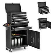 Seizeen 5-Drawer Roller Tool Box, Lockable Metal Storage on Wheels ...