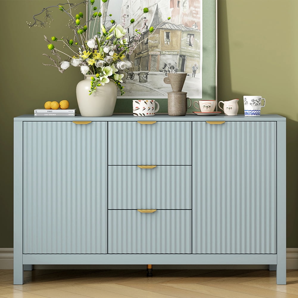 Rugerasy U_STYLE Wave-Shaped Hallway Cabinet with 3 Adjustable Shelves ...