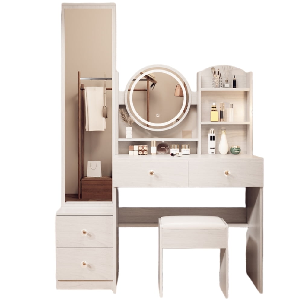 Rugerasy Vanity Desk With Full Body Mirror locker, Storage Shelves ...