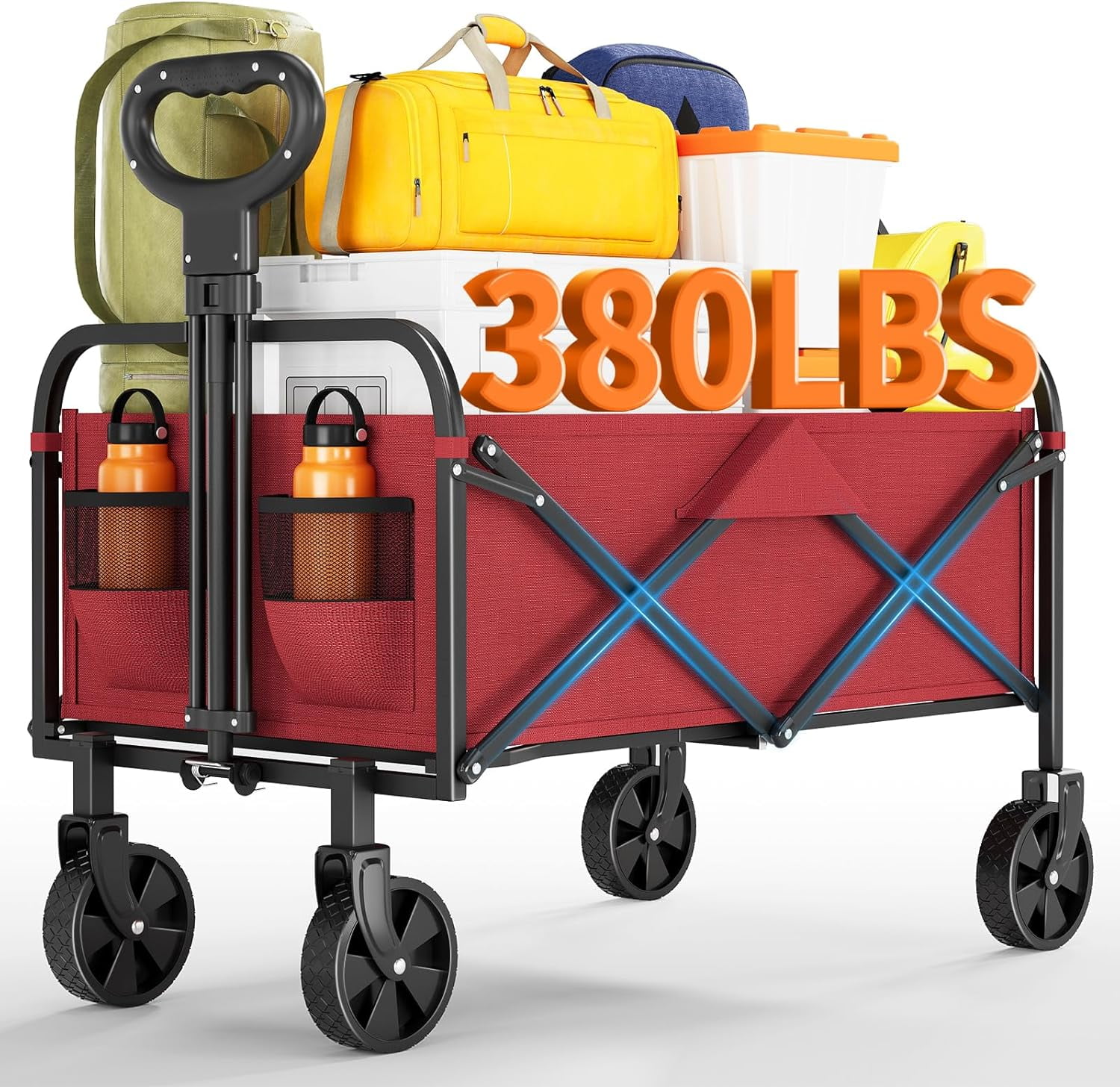 Rugerasy Wagons Carts Foldable,Utility Collapsible Wagon with All ...