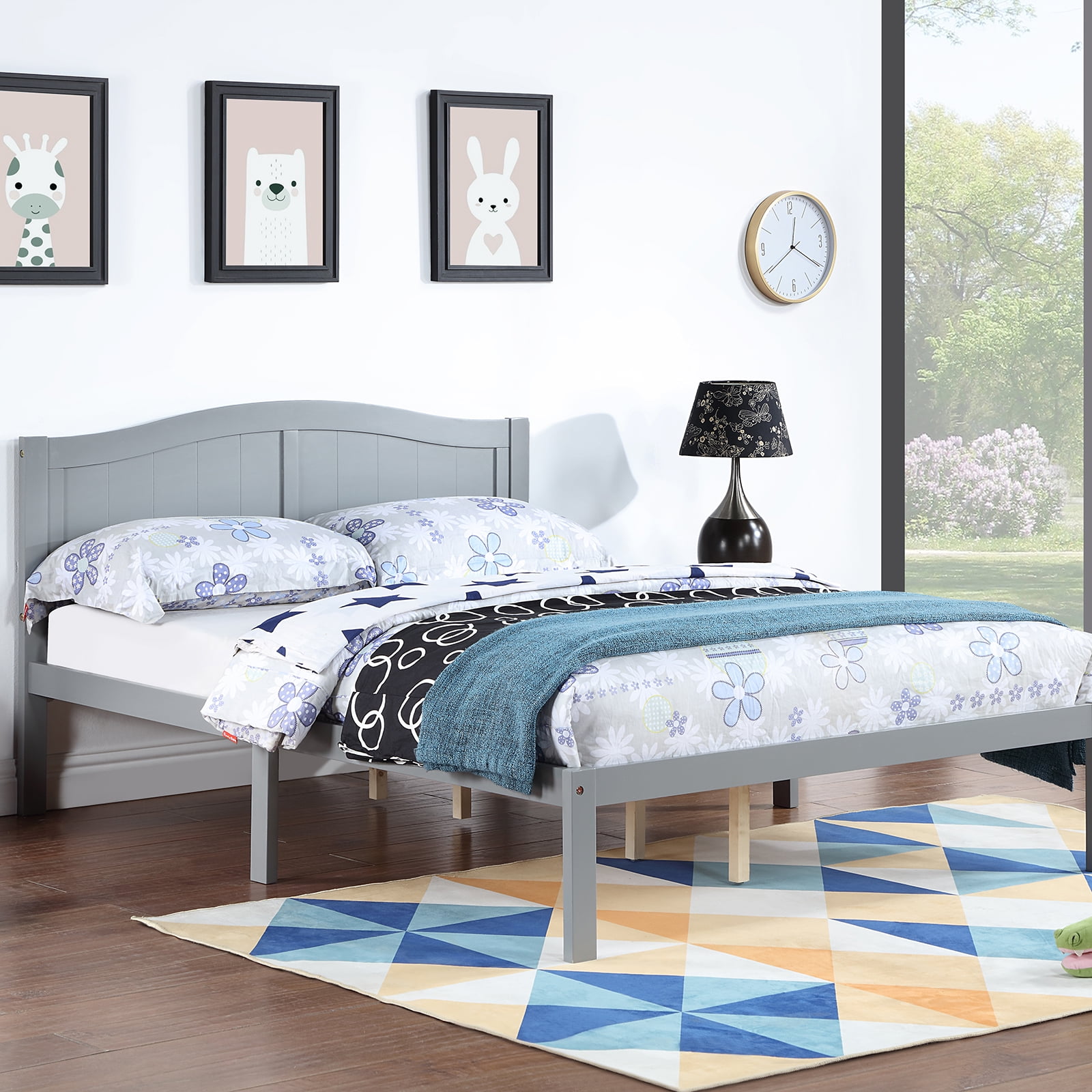 Rugerasy Wood Full Size Bed, Wood Platform Bed Frame With Weight ...