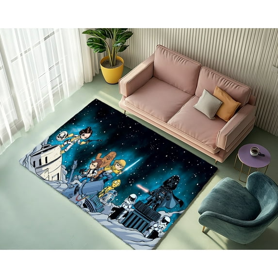 Rugfest Galactic Animated Adventure Washable Rug - Non-Slip Backing ...