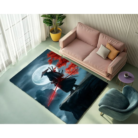 Rugfest Mystical Warrior Silhouette Washable Rug - Non-Slip Backing ...