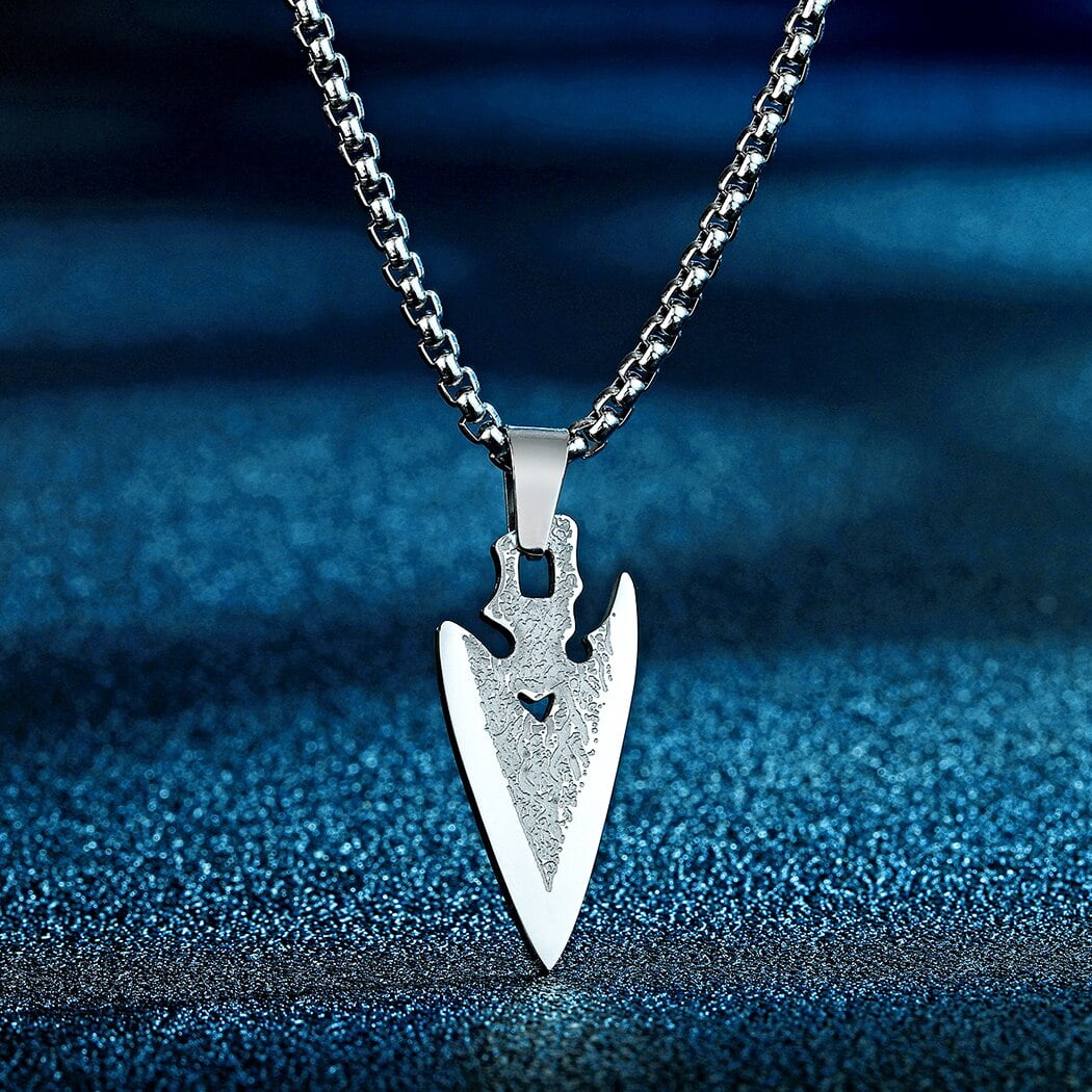 Rugged Arrowhead Pendant Simple Charm Stainless Steel Necklace ...