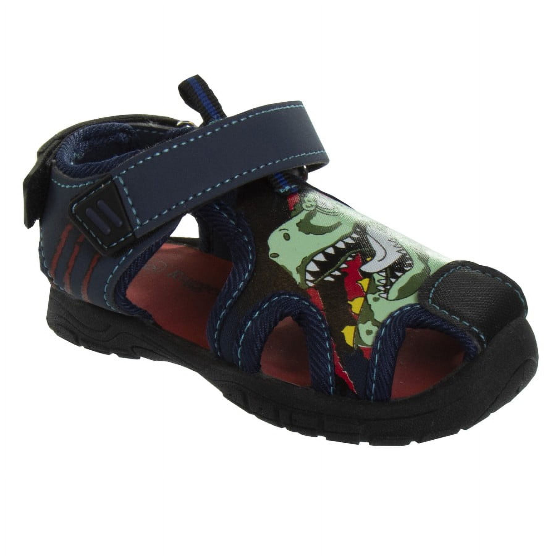 Rugged Bear Boys Mighty Dinosaur Hook & Loop Closed Toe Sport Sandals ...