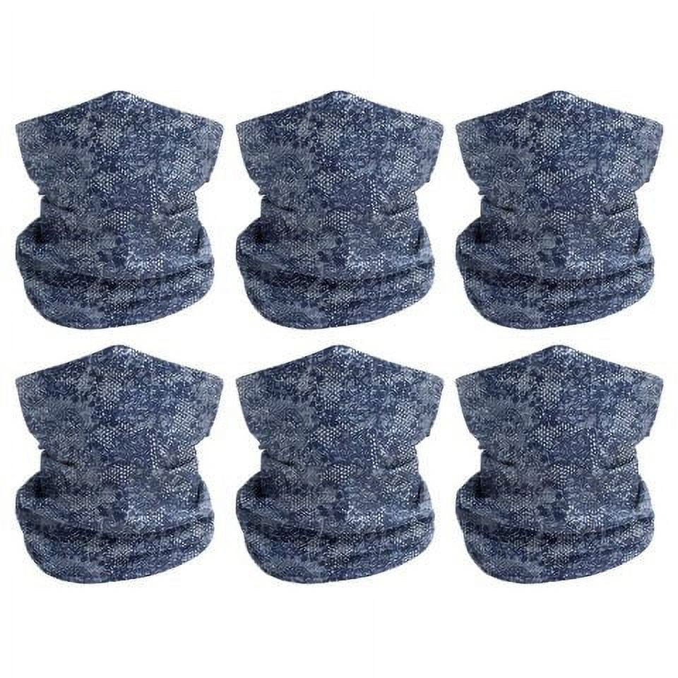 Rugged Blue 6 Pack Denim Multipurpose Neck Gaiter Bandana Face Mask ...