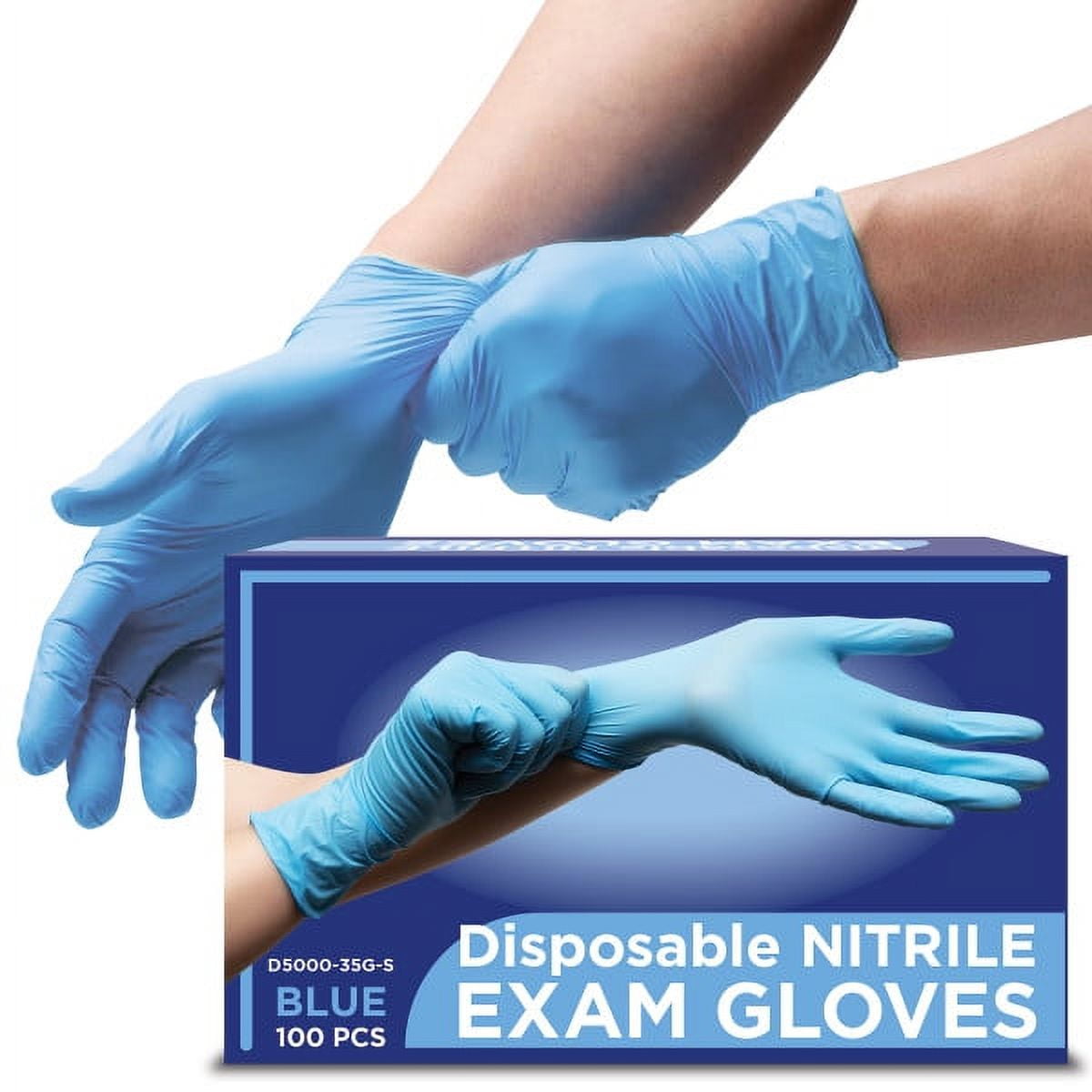 Rugged Blue Allergy Free 100% Nitrile Disposable Gloves, Small, Blue ...